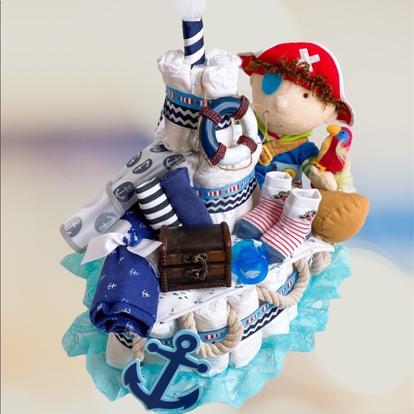 Handmade | Accessories | Pirate Ship Diaper Cake Nautical Themed | Poshmark